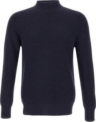 Gran Sasso Pullover mit Rollkragen und breitem Rippstrick - - Knitwear - Herren - Blau - M