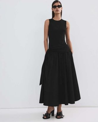 Mango Jupe coton &eacute;vas&eacute;e noir - Femme - XXS - MANGO