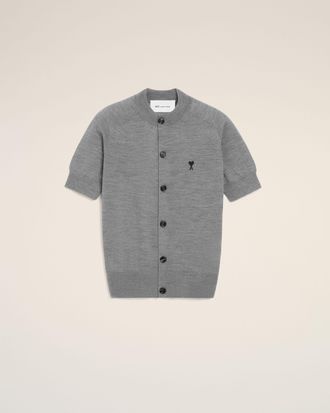 Ami Cardigan Gris Manches Courtes Ami De Coeur en Laine Noir - XXL - Femme