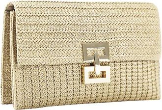 BESTONZON Pochette Tissée Beige pour Femme Paquet Léger et Compact Pochette de Soirée Élégante pour Mariage Banquet et Voyage Rangement Téléphone et Cartes Acce