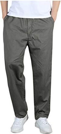 Generic Pantalon chino d&eacute;contract&eacute; pour homme - Pantalon de sport ample avec poches - Taille &eacute;lastique - Pantalon chino avec poches - Pantalon de travail noir