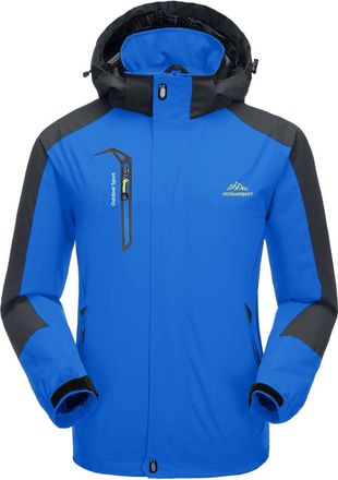 KEFITEVD Outdoorjacke Herren Wasserdicht Softshell Jacke Wanderjacke Trekkingjacke mit Kapuze Herren Funktionsjacke Winter Männer Sportjacke Himmelblau 2XL