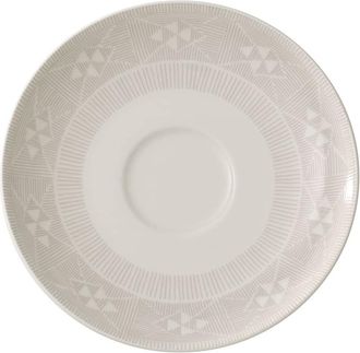 Villeroy & Boch Malindi Kaffee-Untertasse, Geschirr aus edlem Premium Bone Porcelain in gr&uuml;n und rot, 15 cm Kaffeeuntertasse, Porzellan, Wei&szlig;, cm, 19 x 19 x 2 cm, 1 E