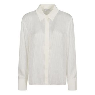 PESERICO Camicia jacquard fil coup&egrave; con dettagli in crepe de chine - - Blouses & Shirts - Damen - Wei&szlig; - S