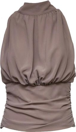 Rotate Rotate Birger Christensen, Femme, Tops, Brun, Taille: 32 FR Haut Sans Manches en Mousseline de Soie