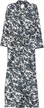 Max Mara Femme, Robes, Multicolore, Taille: 44 FR Leva robe longue maxi &agrave; imprim&eacute; abstrait et taille nou&eacute;e