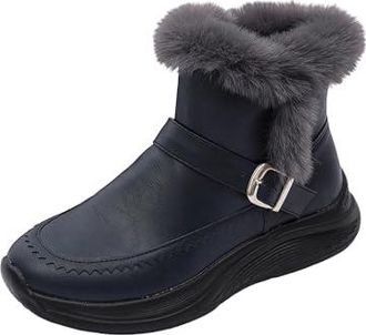 Generic Bottes dhiver chaudes pour femme avec doublure en fausse fourrure - Style d&eacute;contract&eacute; - Bout rond - Fermeture &eacute;clair lat&eacute;rale - Talon plat - Antid&eacute;rap