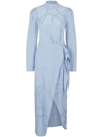 HUGO BOSS robe à imprimé chaîne - Bleu