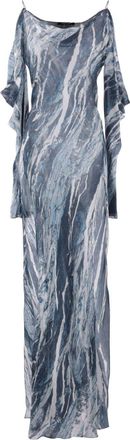 Roberto Cavalli robe à motif marbré - Bleu