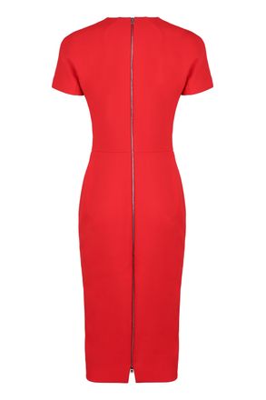 Victoria Beckham Womens Sheath Dress Red Wool Blend Polyester