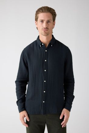 Knowledge Cotton Apparel Herren vegan Hemd Regular Doppellagig Kariert Grün