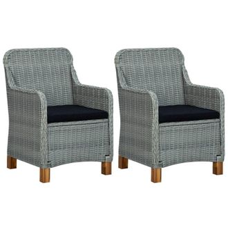 vidaXL Chaises de jardin avec coussins lot de 2 R&eacute;sine tress&eacute;e Vidaxl