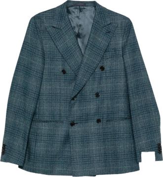 Caruso Double-breasted Checked Blazer