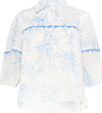 Usha Bluse Frauen wei&szlig; blau