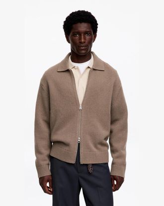 Arket Strickjacke Aus Wolle Mit Rei&szlig;verschluss -Beige