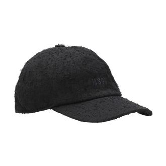 Msgm Schwarzer Baumwoll-Texturierter Boucl&eacute;-Hut - - Accessories - Damen - Schwarzk - ONE SIZE