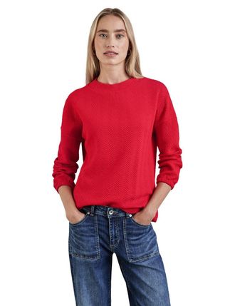 Street One Damen A322110 Strukturshirt Mit Turtleneck, Mandarin Red, 36 EU