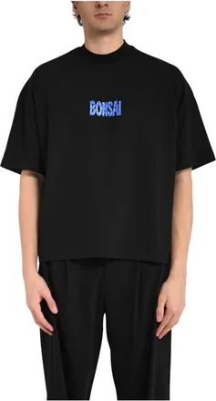 BONSAI Homme, Tops, Noir, Taille: XL Crew Neck Cropped T-Shirt