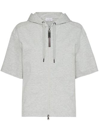 Brunello Cucinelli hoodie &agrave; manches courtes - Gris