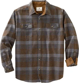Legendary Whitetails Flanellhemd für Herren, langärmelig, Knopfleiste, entspannte Passform, Echte Schokoladenmelange, L