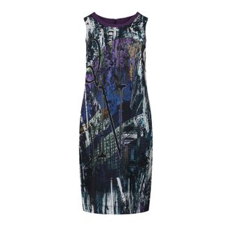 M&oacute;veis Conquista Urbanes grafisches Satin Kleid mit Kontrast-Ausschnitt