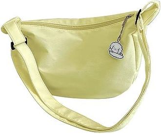 Generic Sac &agrave; bandouli&egrave;re simple couleur unie pour femmes, sac &agrave; bandouli&egrave;re en nylon &agrave; la mode sacs &agrave; bandouli&egrave;re hommes tissu noir, jaune, taille unique