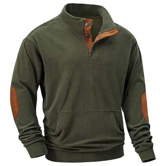 Generic vejtmcc Pull en tricot pour homme - Chaud - Avec doublure en polaire - Patchs coudes - Style rétro - Cardigan en velours côtelé - Pour la conduite sur