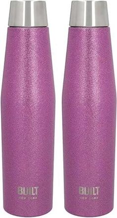 Built Apex Thermos-Wasserflasche mit Deckel, Auslaufsicher, 18/10 Edelstahl, Wiederverwendbar, Sweat-Proof, 100% BPA-frei, Lila Glitzer, 540 ml (Packung mit