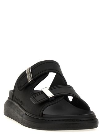 Alexander McQueen Womens Black Rubber Slides Shoe