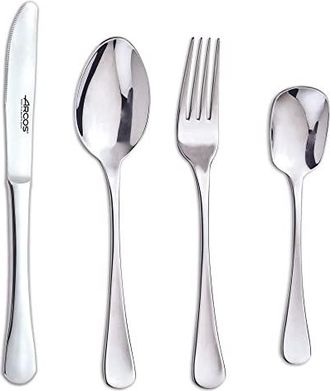 Arcos Serie Madrid 16-teiliges Besteckset in Geschenkbox (4 Messer + 8 Löffel + 4 Gabeln) - Monoblock aus Edelstahl - silber