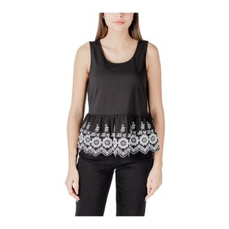 Ichi Ichi, Femme, Tops, Noir, Taille: 38 FR Débardeur Péplum Brodé