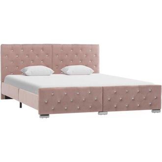 vidaXL Cadre de lit Rose Velours 160x200 cm