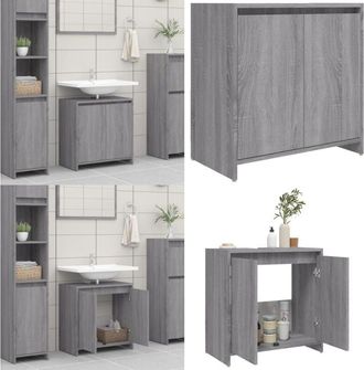 vidaXL Badschrank Grau Sonoma 60x33x61 cm Holzwerkstoff - Badeschrank - Badezimmermöbel - Badschränke - Grau Sonoma - Holzwerkstoff - Home & Living
