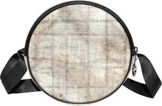 Generic Sac &agrave; bandouli&egrave;re rond pour femme, texture mouchet&eacute;e, petit sac &agrave; bandouli&egrave;re avec fermeture &eacute;clair, bretelles r&eacute;glables, sac &agrave; main rond d&eacute;contract&eacute; 