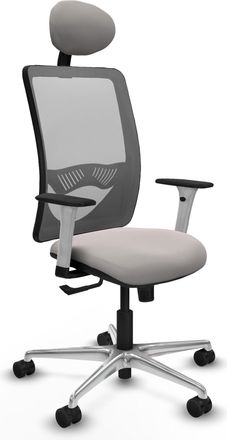 Piqueras y Crespo Schreibtischstuhl Zulema in Grau und Wei&szlig;, mit schwarzen und wei&szlig;en Armlehnen, h&ouml;henverstellbare Lendenwirbelst&uuml;tze und festes Kopfteil, ausgestattet 