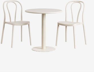 Sklum Set aus rundem Tisch &Oslash;70 cm und 2 Gartenst&uuml;hlen Mizzi Beige Tapioca