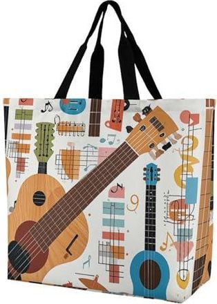 Generic Motifs Musicaux De Guitare Sac A Main Femmes L&eacute;ger Sacs De Courses Grand Sac Fourre-Tout Pour Travail Shopping Gym