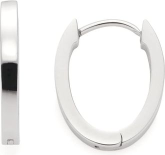 Leonardo Ronia Beautys Ohrringe aus Edelstahl 1 Paar, silberfarbene ovale Creolen mit eckigem Profil, mittelgroße Klapp-Creolen, Damenschmuck, 022147