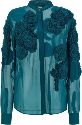 Dries Van Noten Femme, Blouses et Chemises, Vert, Taille: 42 FR Chowsa Chemise Semi-Transparente en Viscose