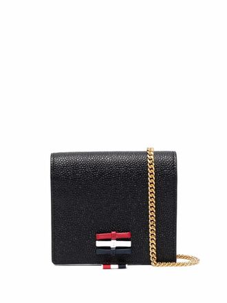Thom Browne porte-cartes &agrave; d&eacute;tail RWB signature - Noir