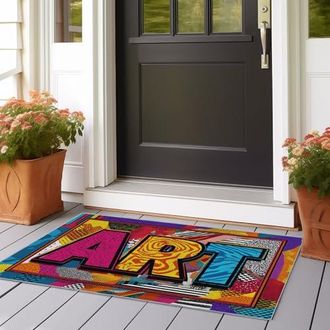 Generic Multicolore Tapis Doux et Moelleux, Art Motifs de Lettres Graffiti Tapis Design &agrave; Poil Ras Doux pour Salle &agrave; Manger Chambre Adulte et Ado 140 x 200 cm