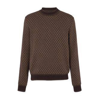 Balmain Mini Monogram Wollpullover - - Knitwear - Herren - Braun - L