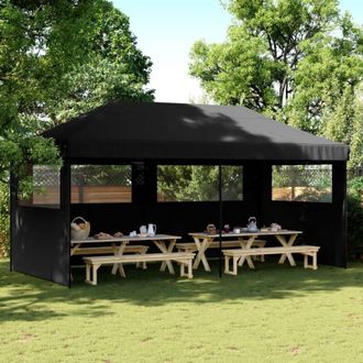 vidaXL Vidaxl - Tente de r&eacute;ception pliable escamotable 3 parois lat&eacute;rales noir