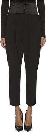 Dondup Femme, Pantalons, Noir, Taille: 36 FR Pantalon de smoking taille haute