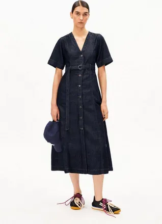 Armedangels Jeanskleid BELTED DENIM Jeanskleid aus Baumwoll-Lyocell-Mix V-Ausschnitt
