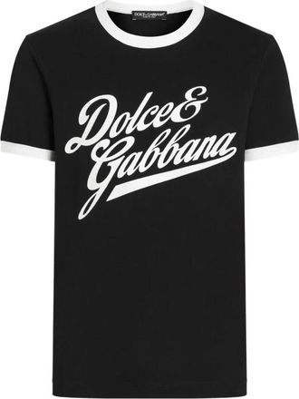 Dolce & Gabbana Homme, Tops, Noir, Taille: 2XL Logo T-Shirt
