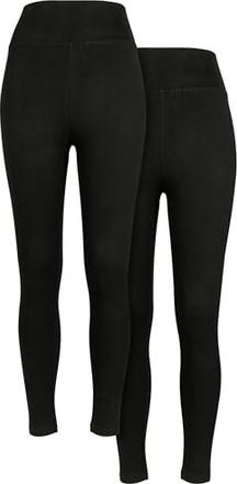Urban Classics Ladies Lot de 2 Leggings Taille Haute en Jersey, Noir et Noir, L Femme