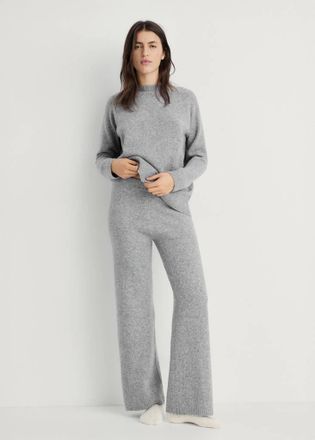 Mango Pull &agrave; col rond en maille gris - Femme - S - MANGO