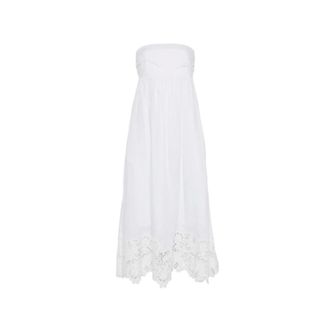 Max Mara Femme, Robes, Blanc, Taille: 38 FR Linen Canvas Bustier Dress