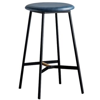 Generic Industrielle Schwarze Barhocker Mit R&uuml;ckenlehne - 2er-Set, 65 cm Sitzh&ouml;he, Eisengestell, 300 Pfund Tragkraft(Blue-1ps,75cm/29.6in)